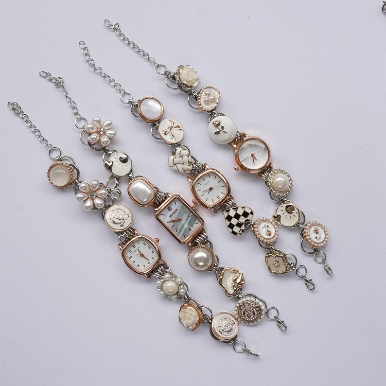 Cyber Baroque Watch Bracelet | White Gold Steampunk Timepiece ...