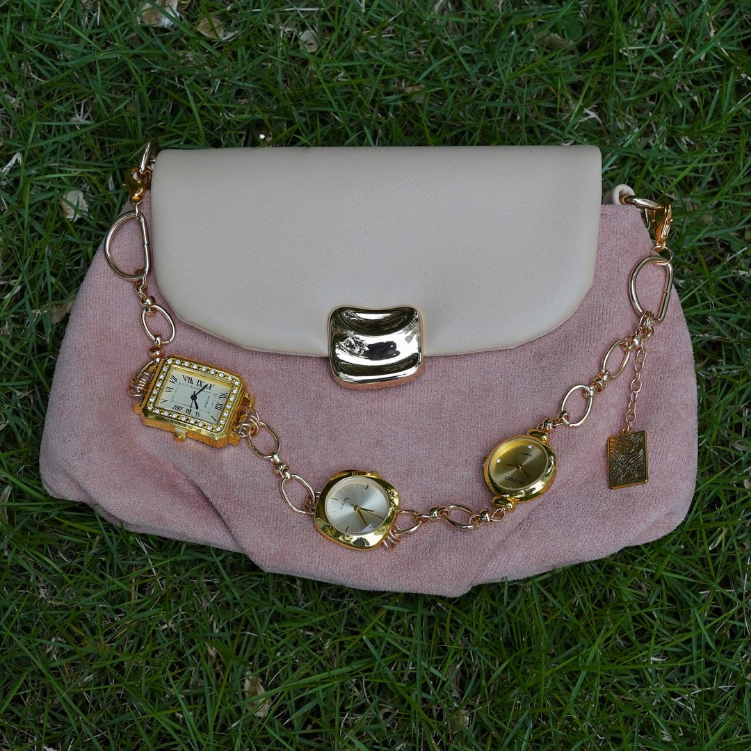 Retro Cyberpunk Watch Bag Strap, 3 Mini Clocks Metal Chain Straps, Y2K ...