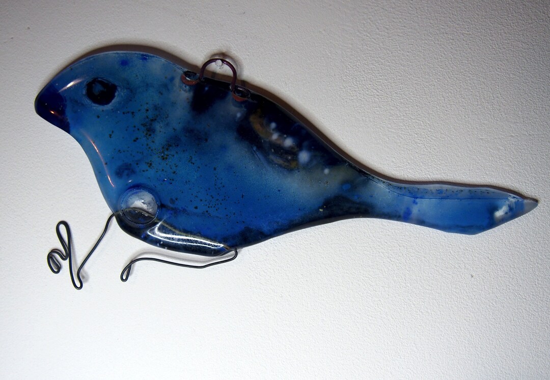 A Blue Bird, Fusing, Glass Pendant, Decoration - Etsy