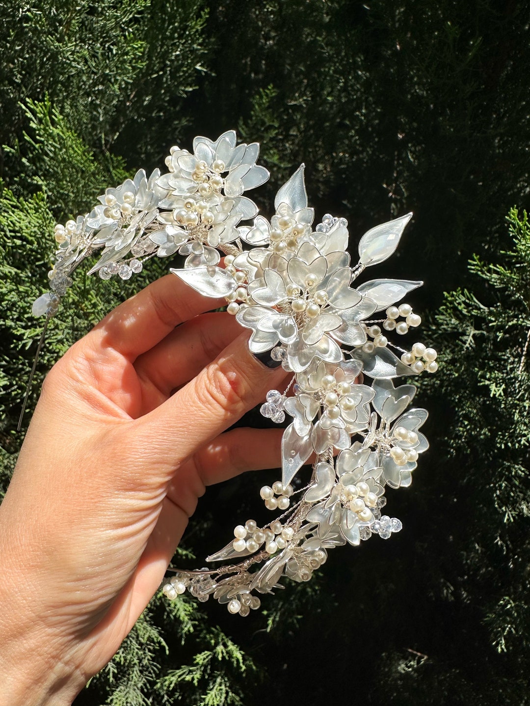 Floral Bridal Headpiece, Sakura Flower Headband, Floral Tiara, Floral ...