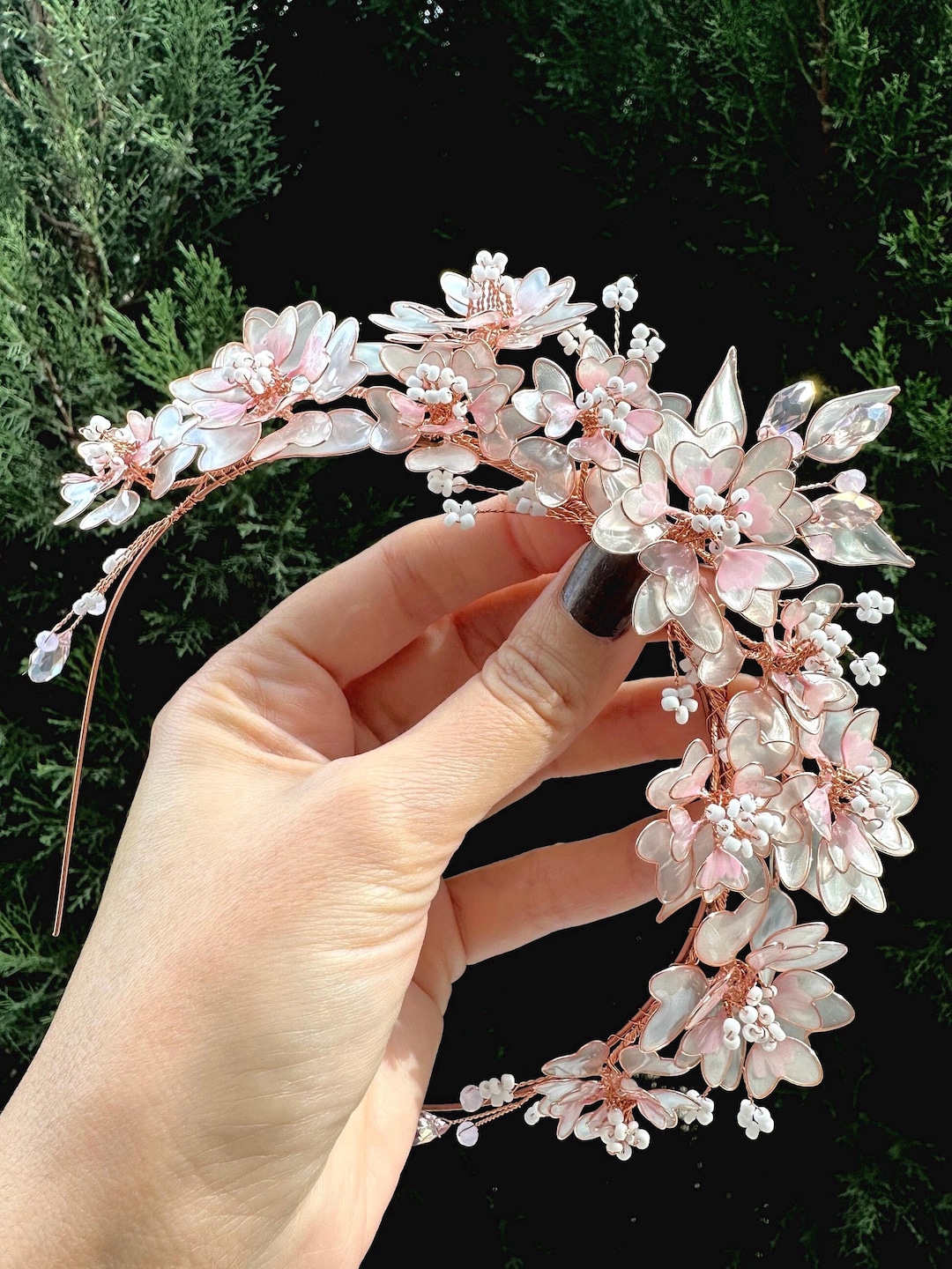 SAKURA tiara Sakura Bridal Tiara, Cherry Flower Crown, Cherry Blossom ...