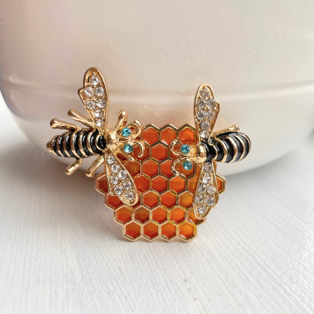 Elegant Bees Insect Honeycomb Costume Pin Brooch in Gold - Etsy UK
