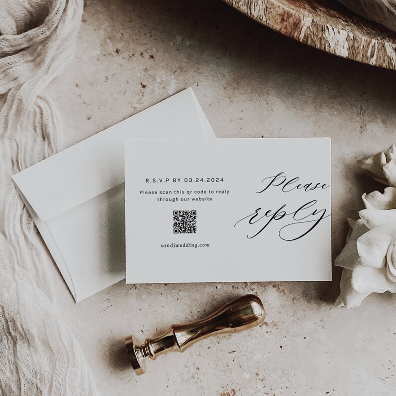 Rsvp Card Template, Wedding Rsvp Card With Qr Code, Editable Rsvp Card ...