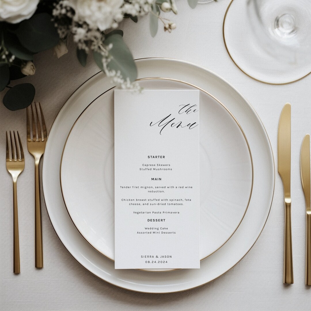 Wedding Menu Template, Wedding Menu Card, Printable Menu Card ...