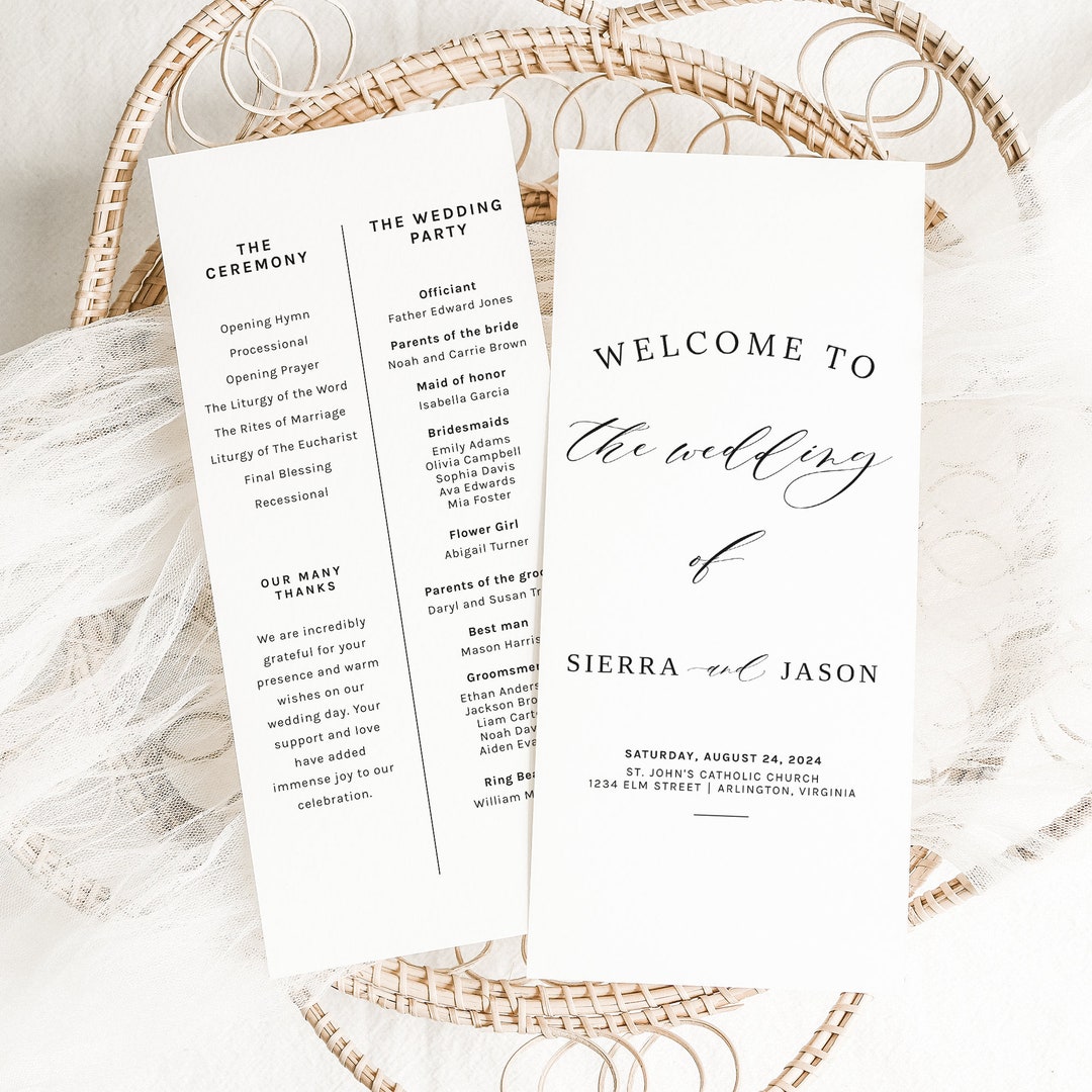 Wedding Program Template Download, Ceremony Program Template, Catholic ...