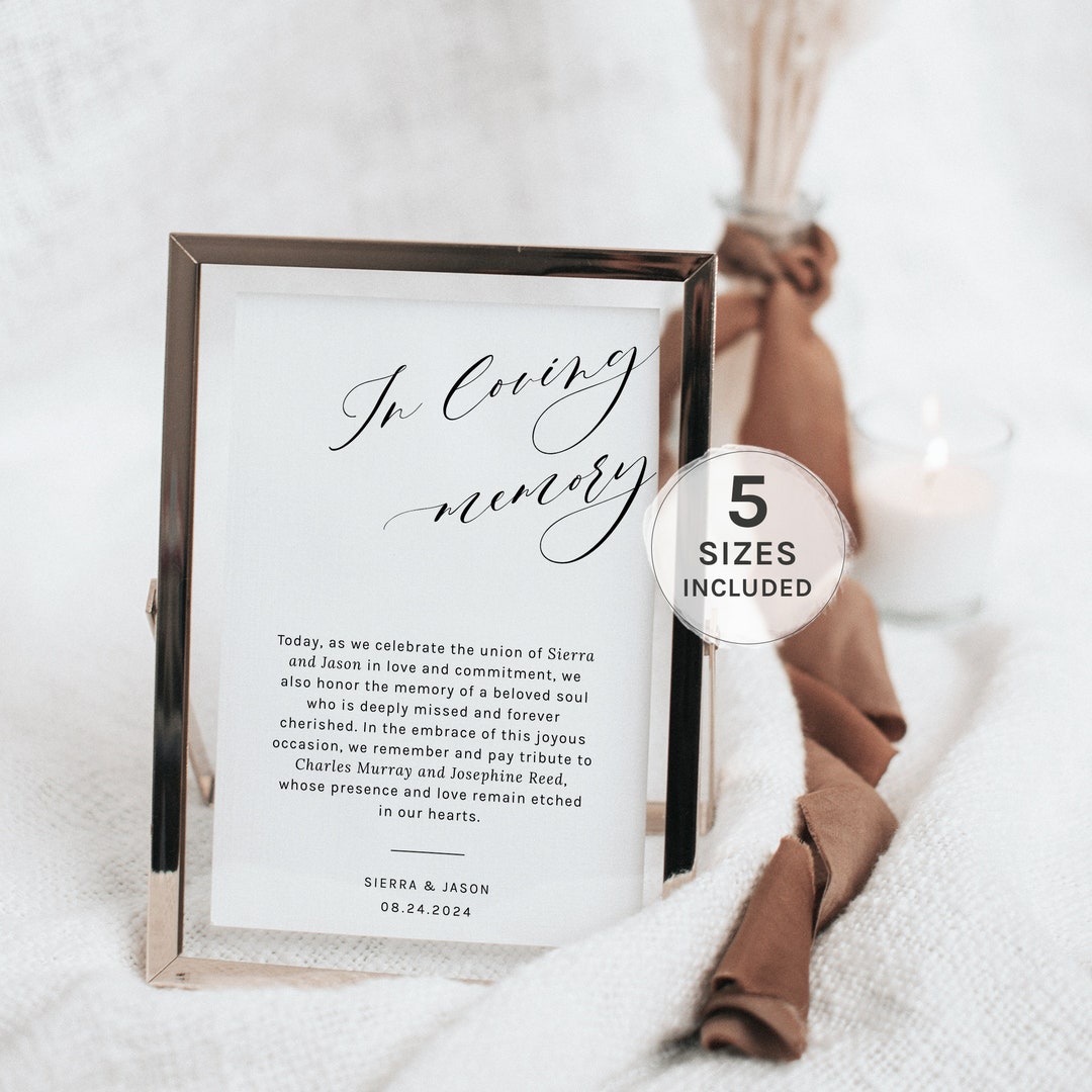In Loving Memory Wedding Sign, Memorial Wedding Sign, Wedding Memorial ...