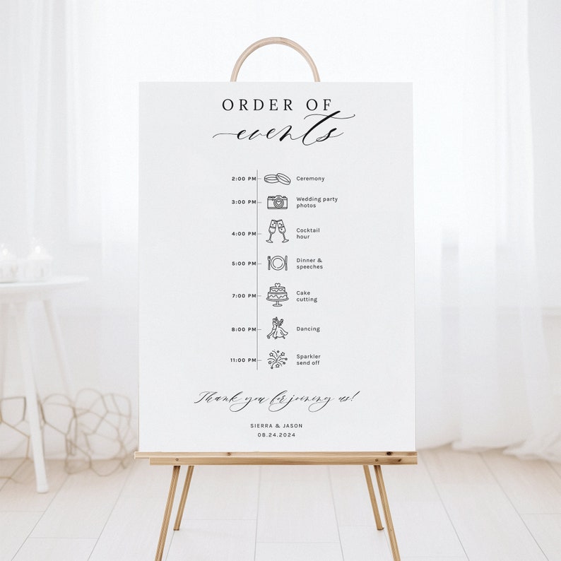 Wedding Timeline Template, Minimalist Wedding Day Schedule, Wedding ...