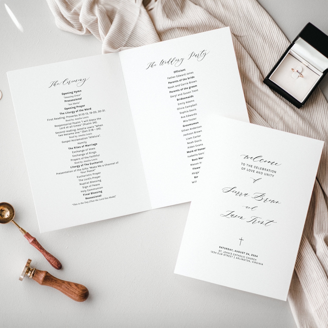 Catholic Wedding Program Template, Order of Service, Ceremony Program ...