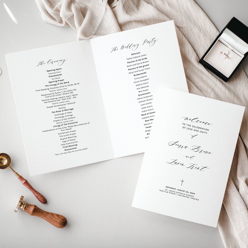 Catholic Wedding Program Template, Order of Service, Ceremony Program ...