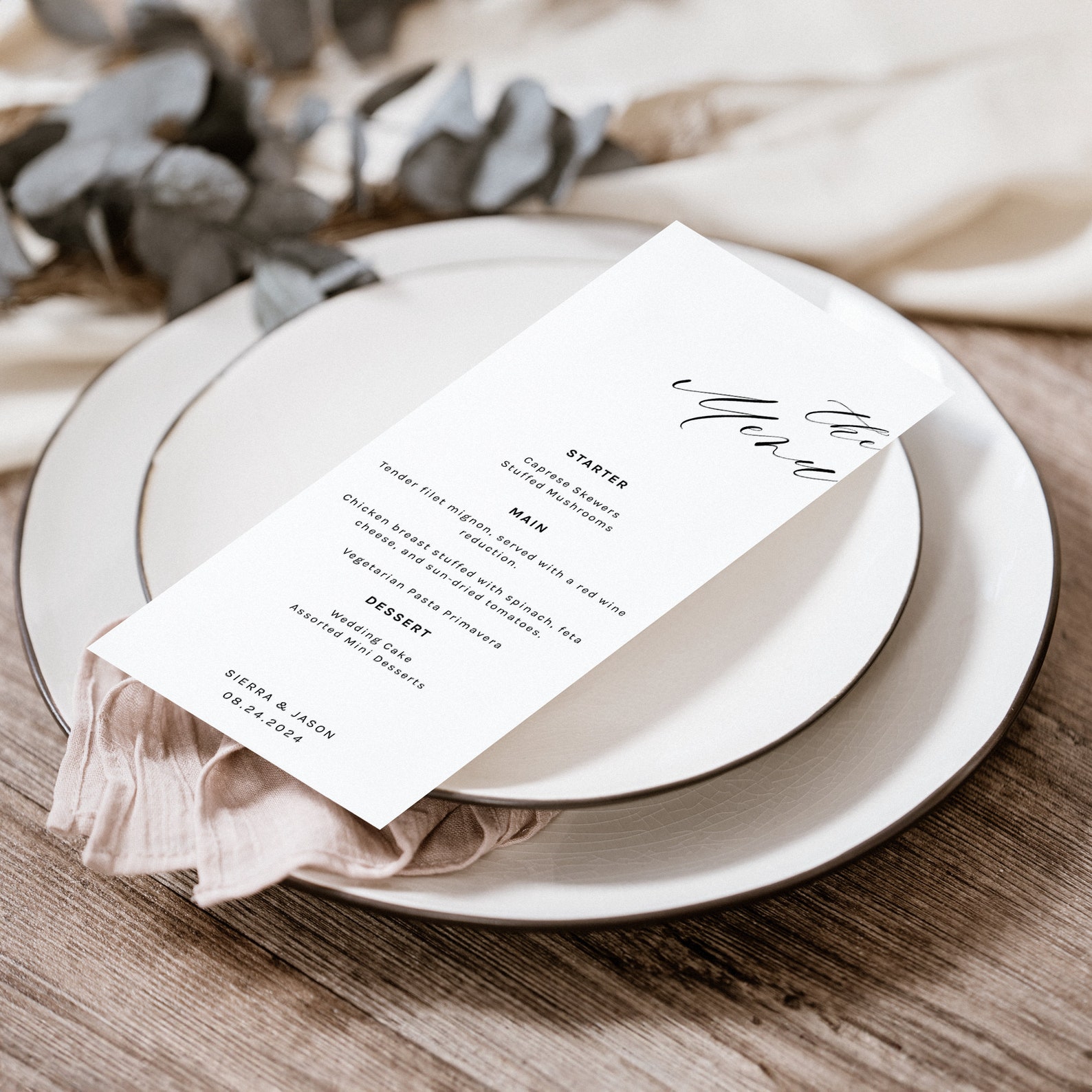 Wedding Menu Template, Wedding Menu Card, Printable Menu Card ...