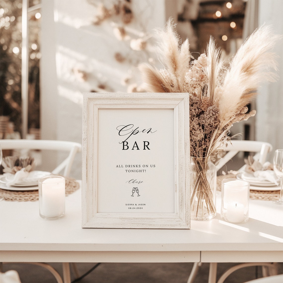 Open Bar Wedding Sign, Wedding Bar Sign, Wedding Drinks Sign, Open Bar ...