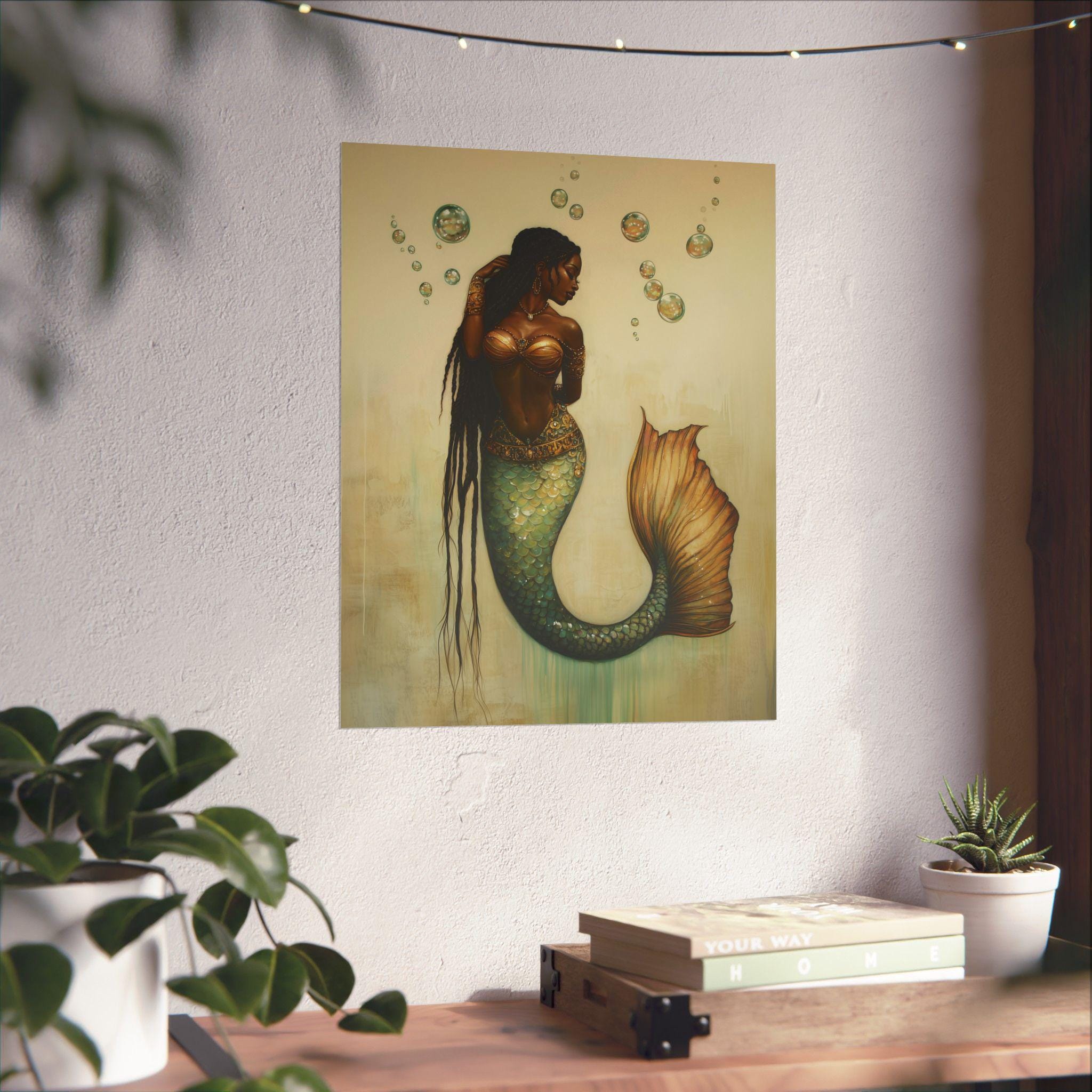Black Woman Mermaid Art, African Siren Poster Print, Black Mermaid Art ...