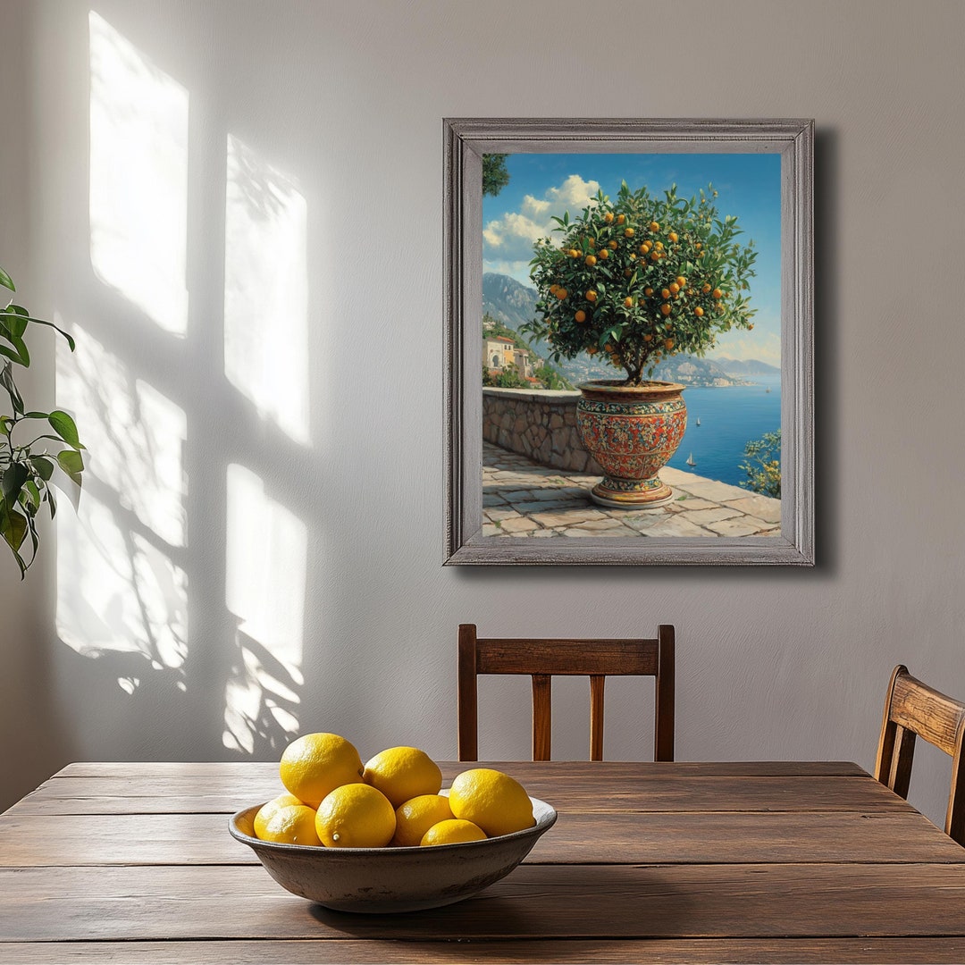 Mediterranean Lemon Tree Print, Beautiful Lemon Tree Wall Art, Lemon ...