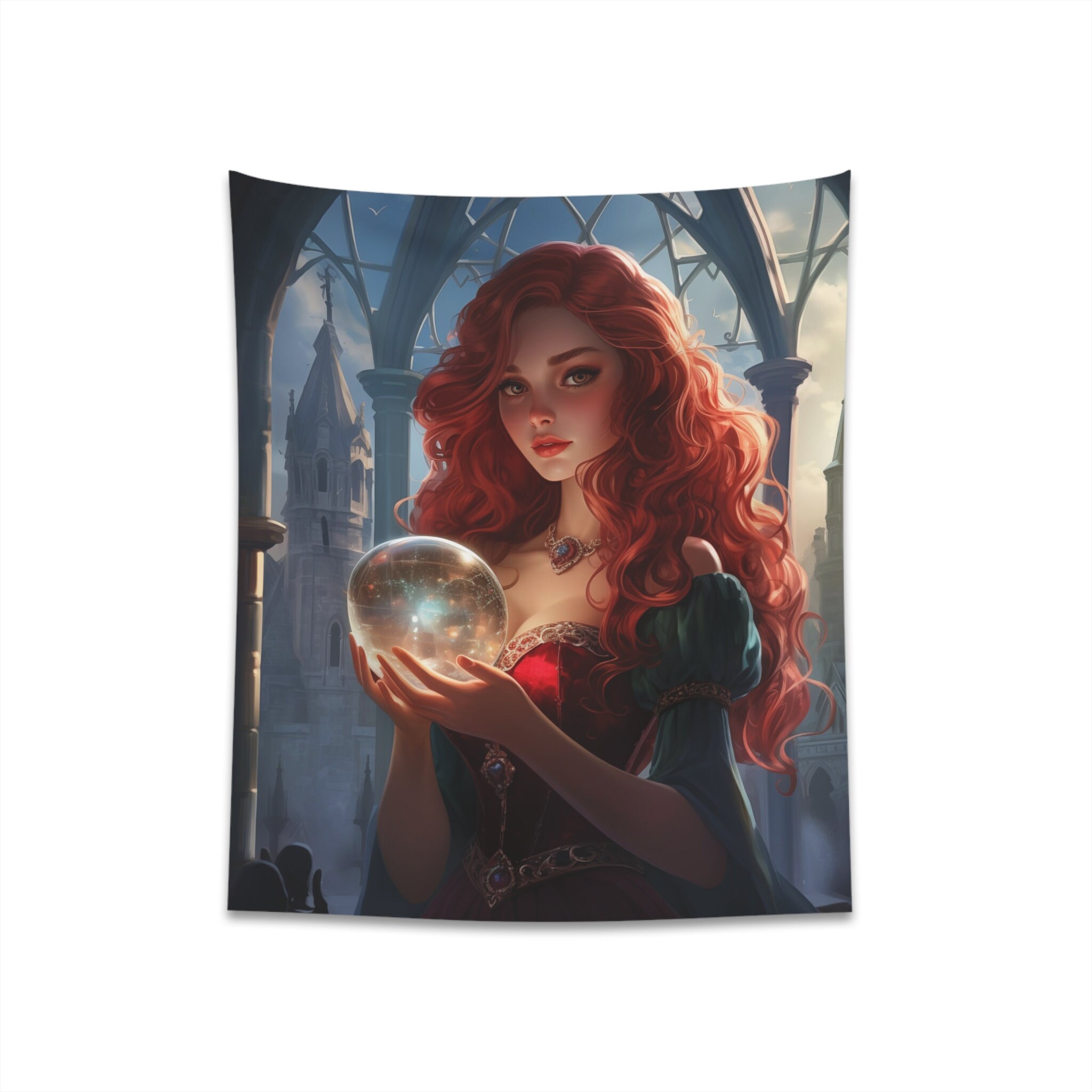 Princess and Crystal Ball Printed Wall Tapestry, Wall Art Prints ...