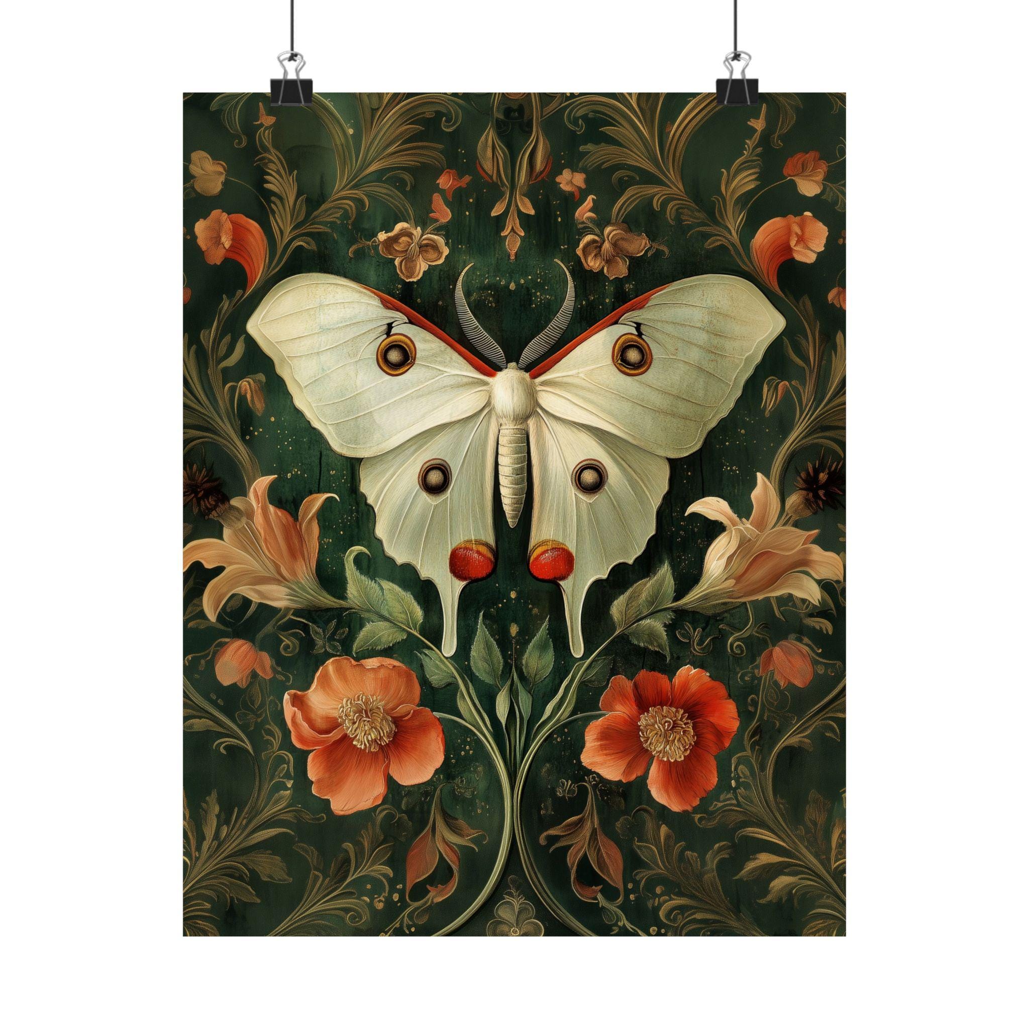 Luna Moth Wall Art, Vintage Luna Moth Print for Walls, Victorian Style ...
