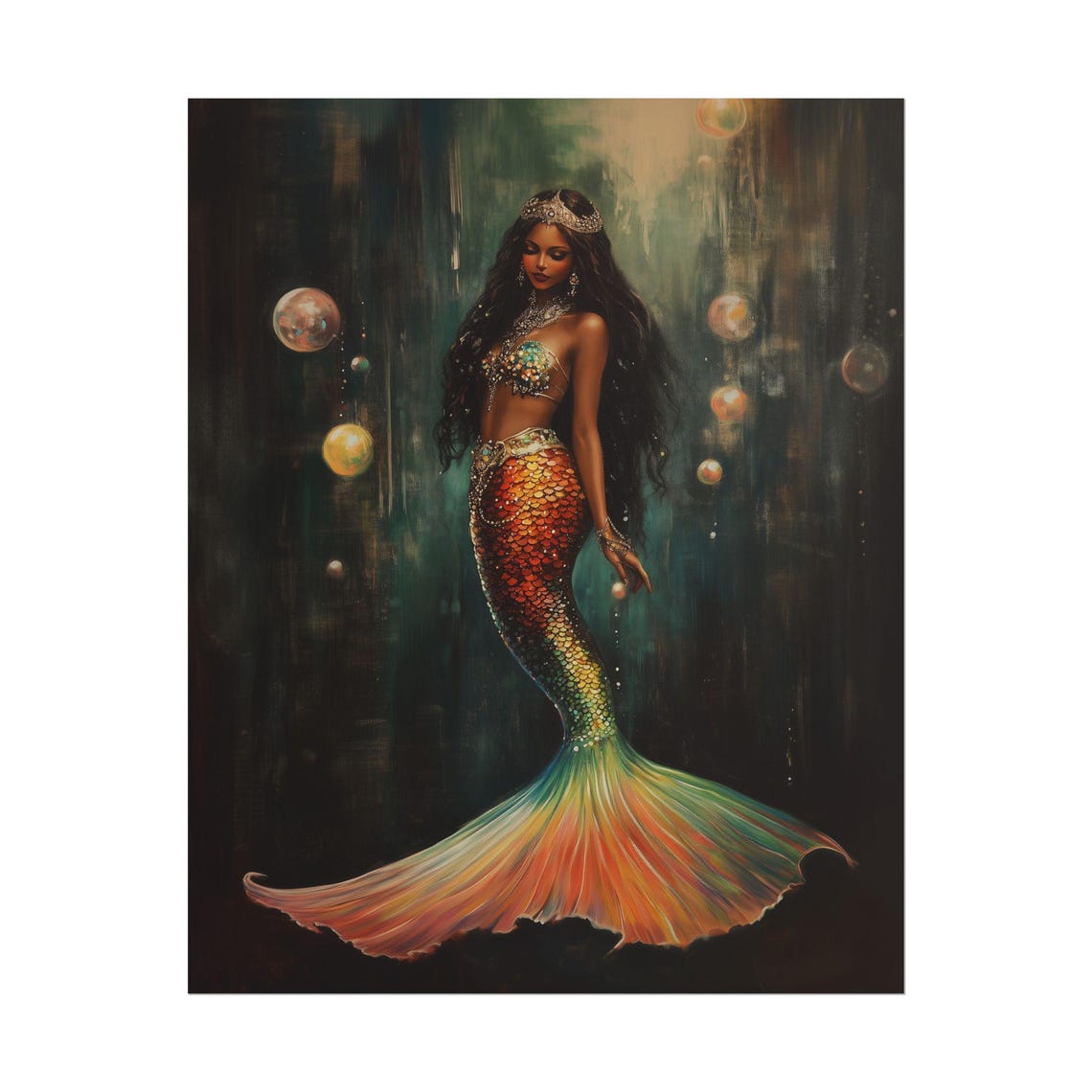 Black Woman Mermaid Art, African Siren Poster Print, Black Mermaid Art ...