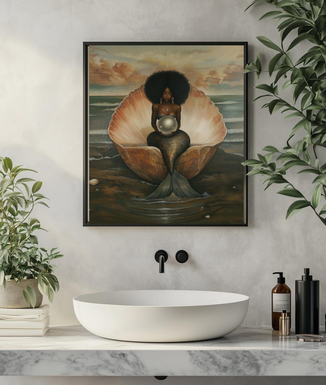 Black Woman Mermaid Art, African Siren Poster Print, Black Mermaid Art ...