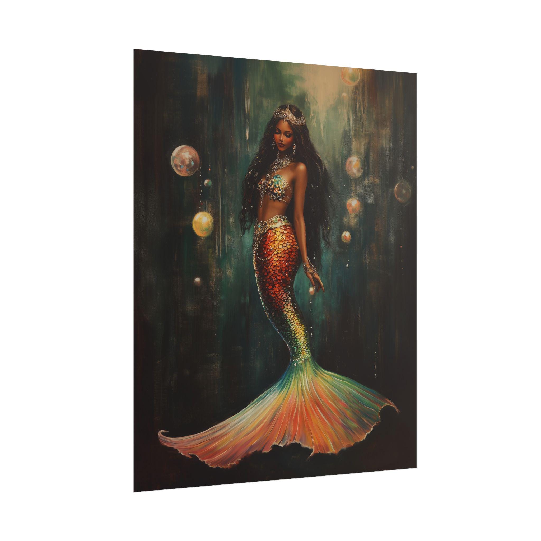 Black Woman Mermaid Art, African Siren Poster Print, Black Mermaid Art ...