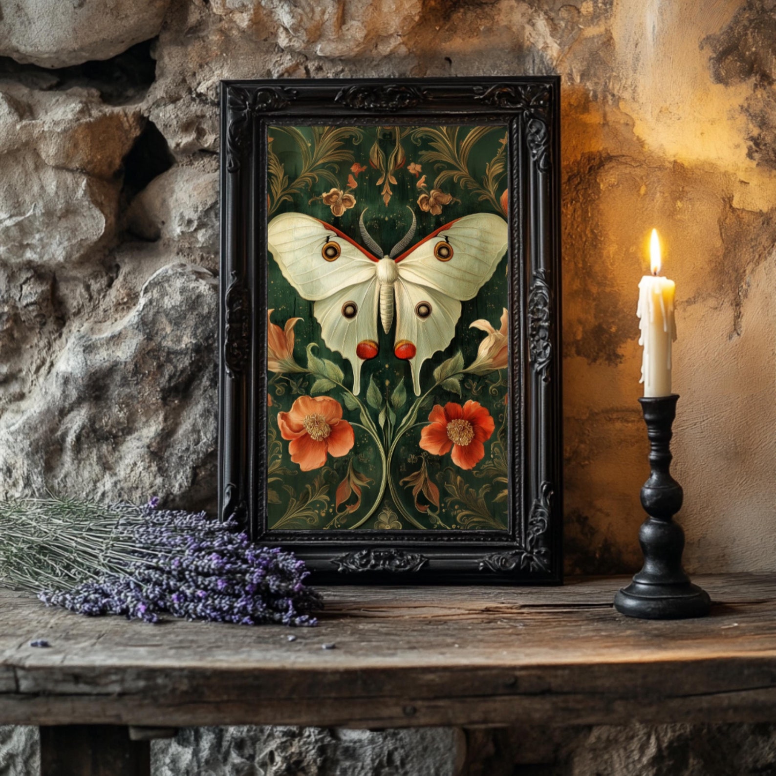Luna Moth Wall Art, Vintage Luna Moth Print for Walls, Victorian Style ...