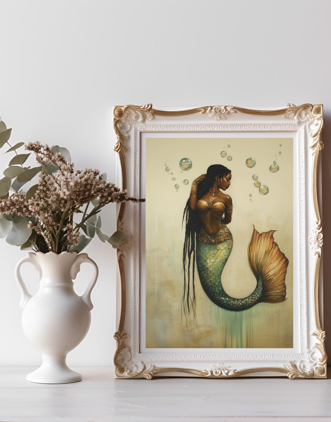 Black Woman Mermaid Art, African Siren Poster Print, Black Mermaid Art ...