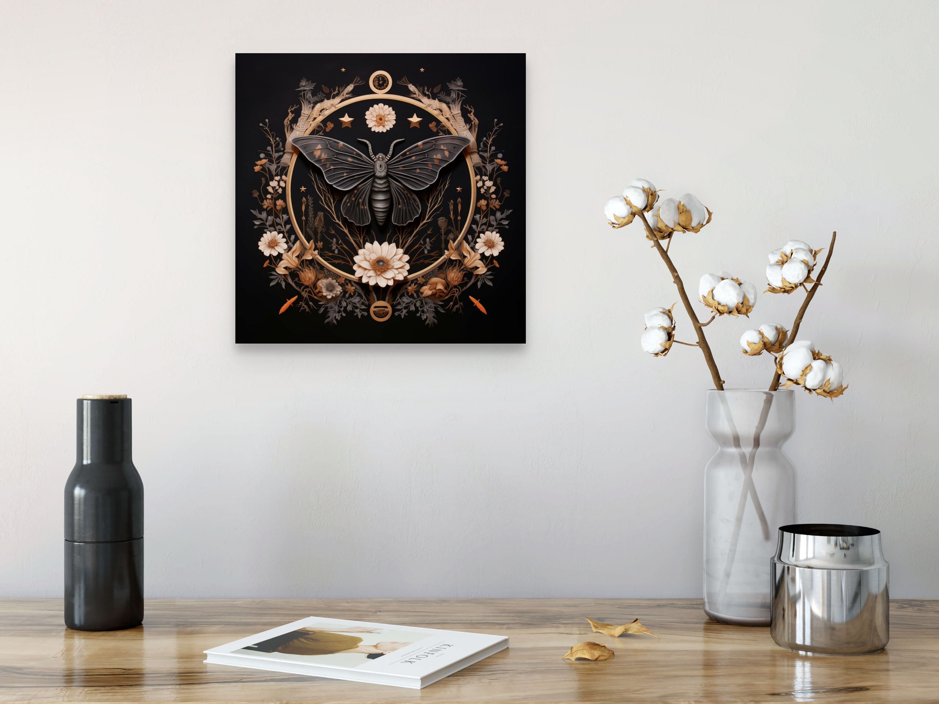 Moth Wall Art, Gothic Moth Print for Walls, 8x8 Inch Print, Moth ...