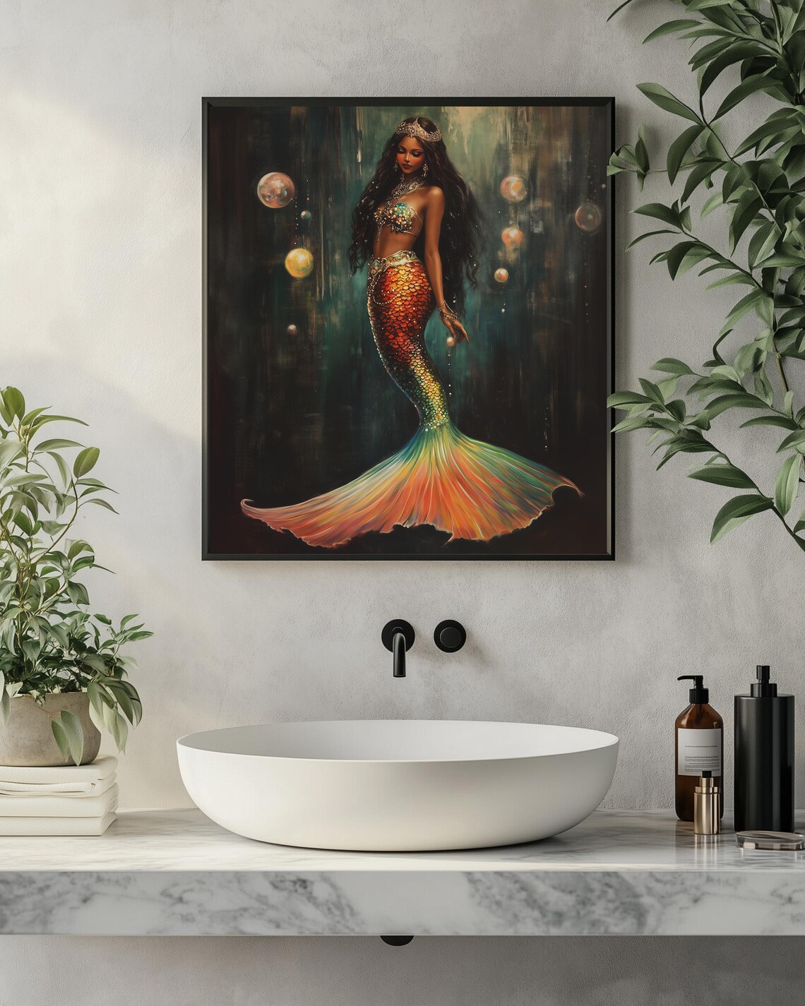 Black Woman Mermaid Art, African Siren Poster Print, Black Mermaid Art ...