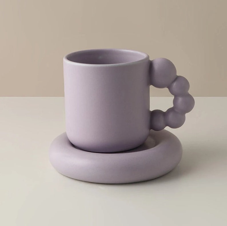 Bubble Handle Nordic Mug With Tray - Etsy
