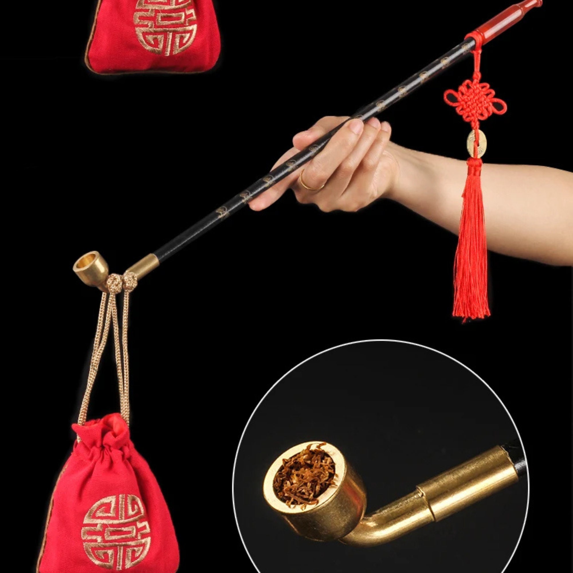 Chinese Long Stem Vintage Smoking Pipe - Tobacco Pipe - Gift to Friend ...