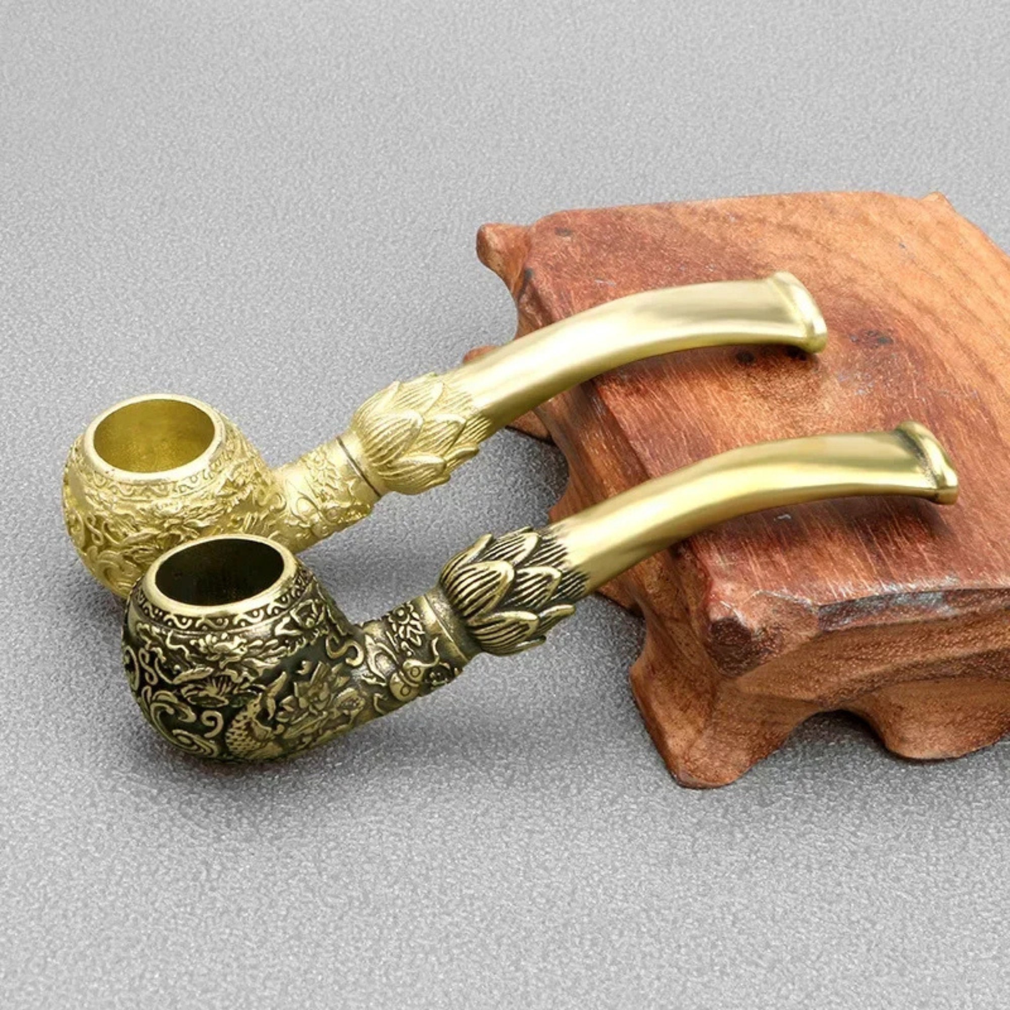 Antique Vintage Hand-carved Carp Brass Pipe - Copper Smoking Pipe ...