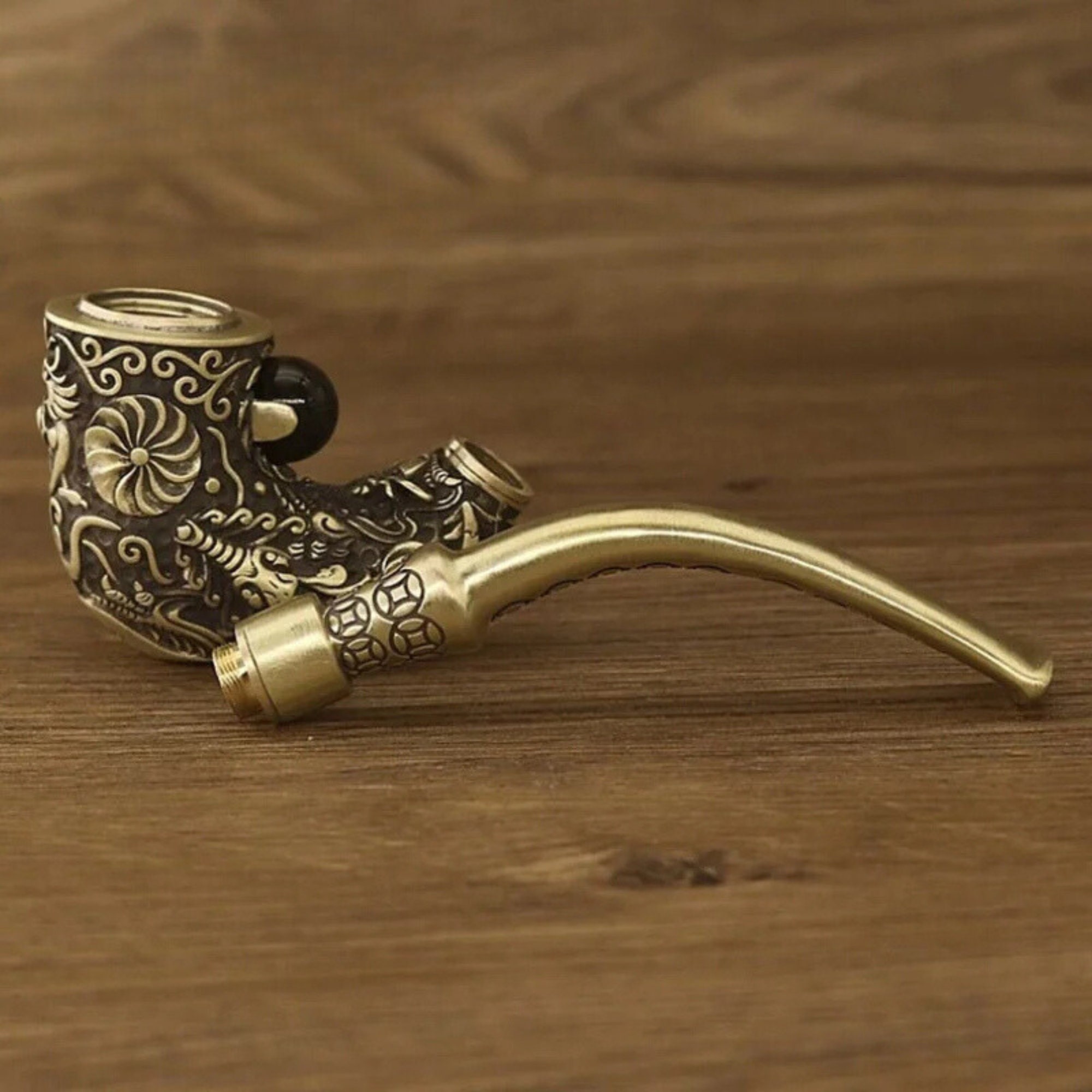 Chinese Pattern Vintage Smoking Pipe, Lucky Pixiu Pipe, Brass Pipe ...