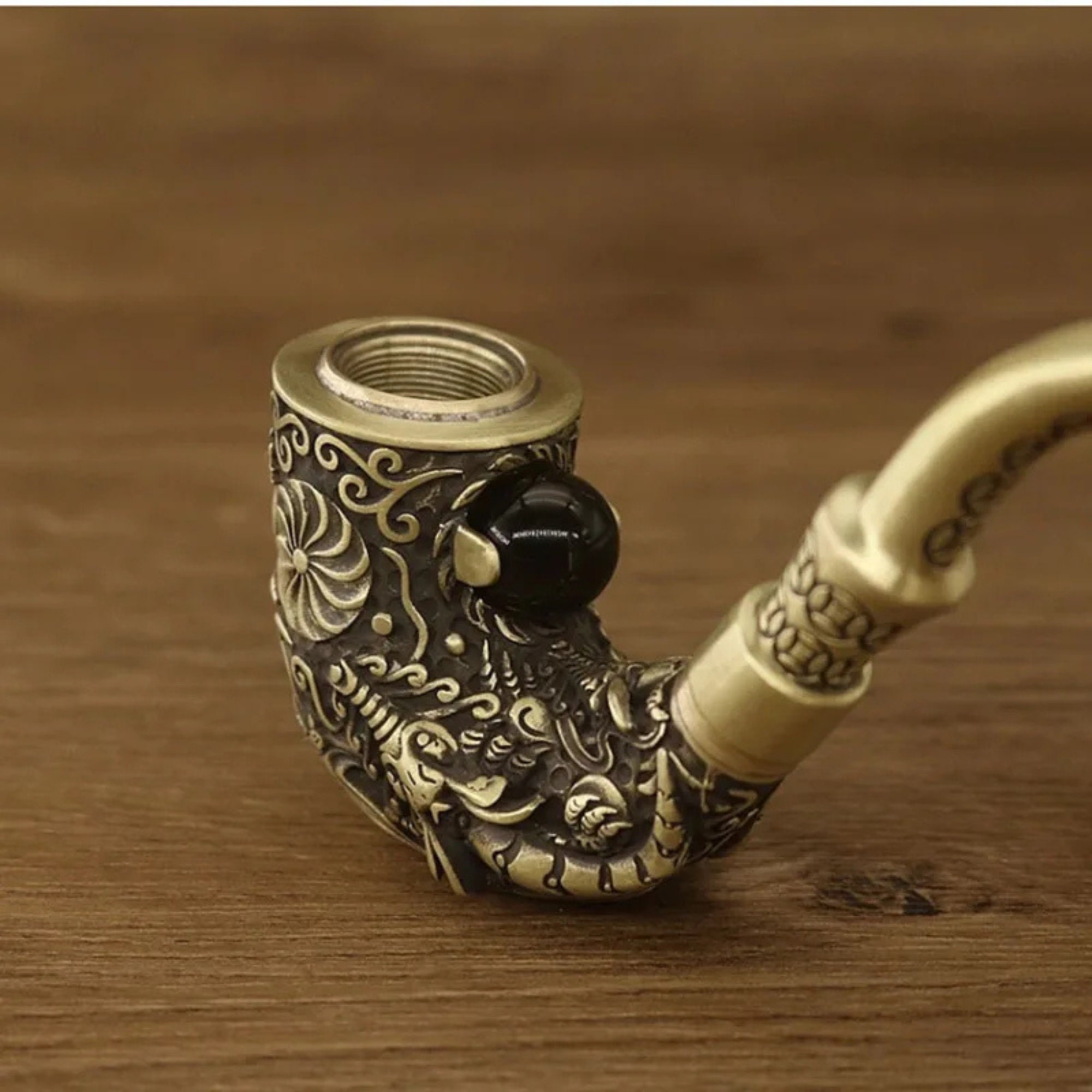Chinese Pattern Vintage Smoking Pipe, Lucky Pixiu Pipe, Brass Pipe ...