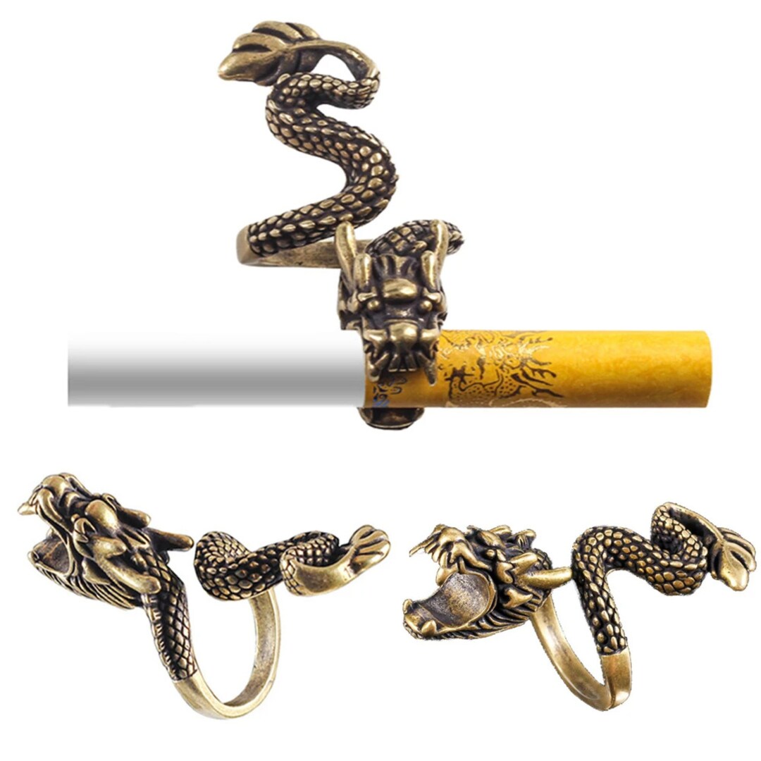 Elegant Cigarette Holder, Antique Dragon Smoking Ring, Cigar Finger ...