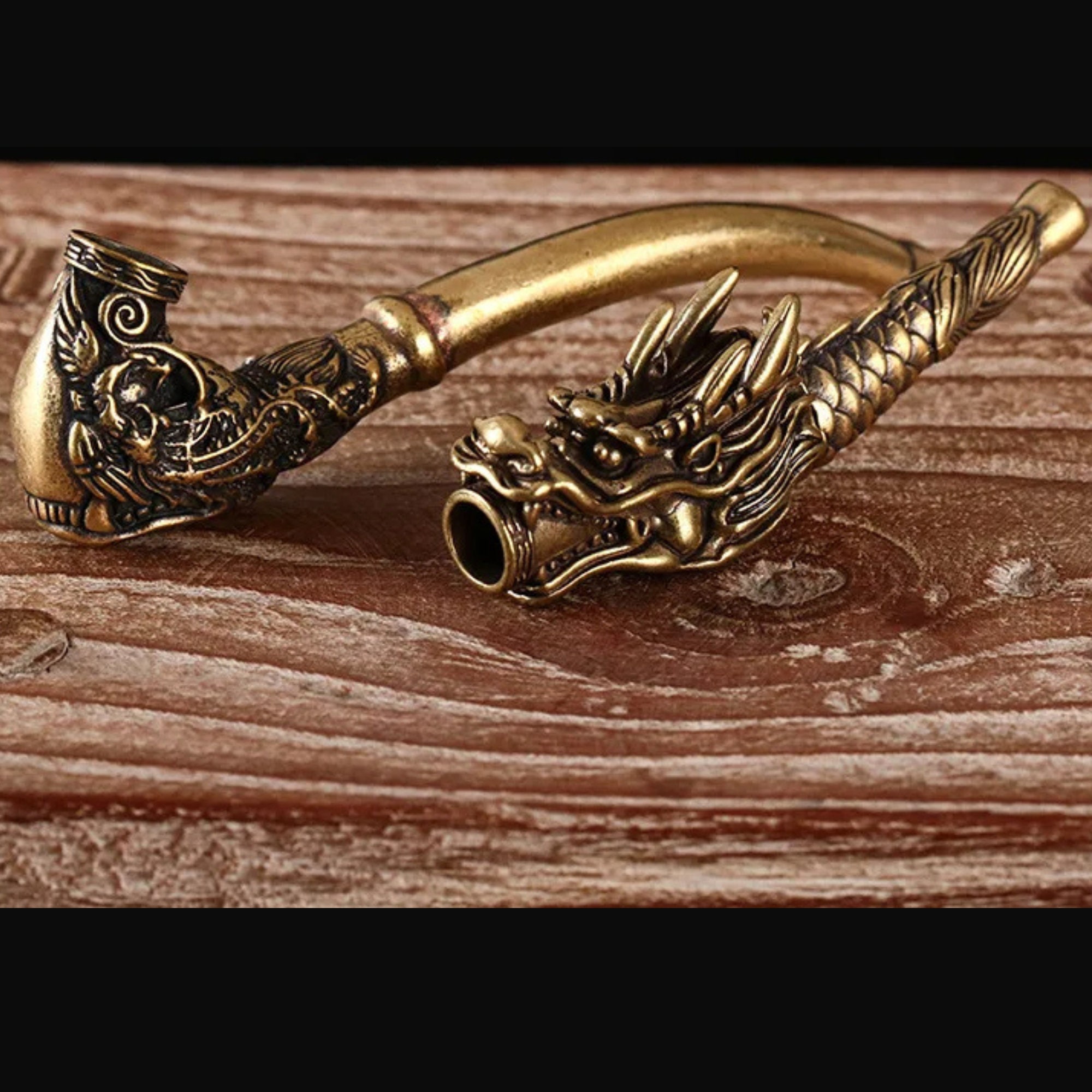 Vintage Dragon Metal Brass Smoking Pipe Unique Cigarette Holder Cigar ...