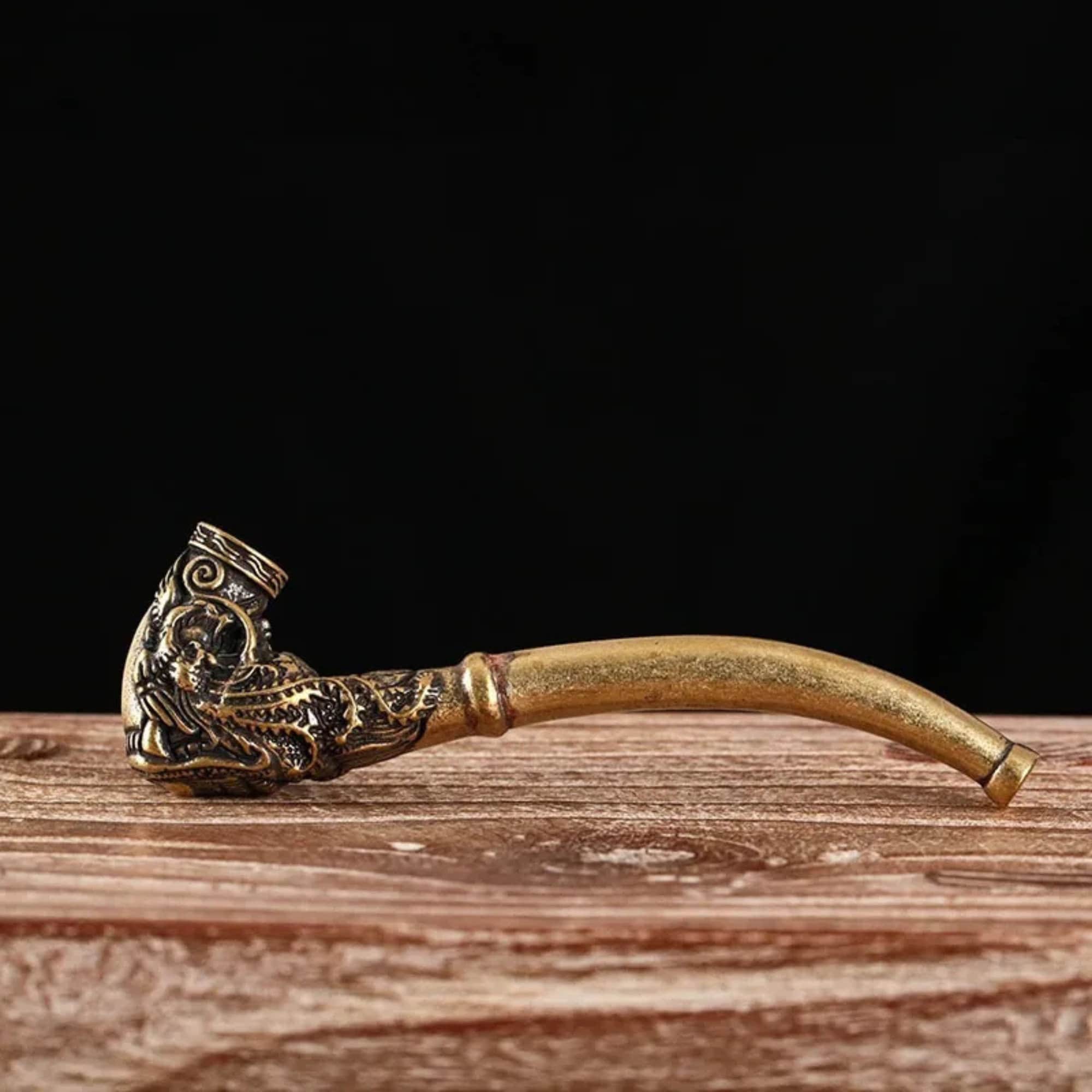 Vintage Dragon Metal Brass Smoking Pipe Unique Cigarette Holder Cigar ...