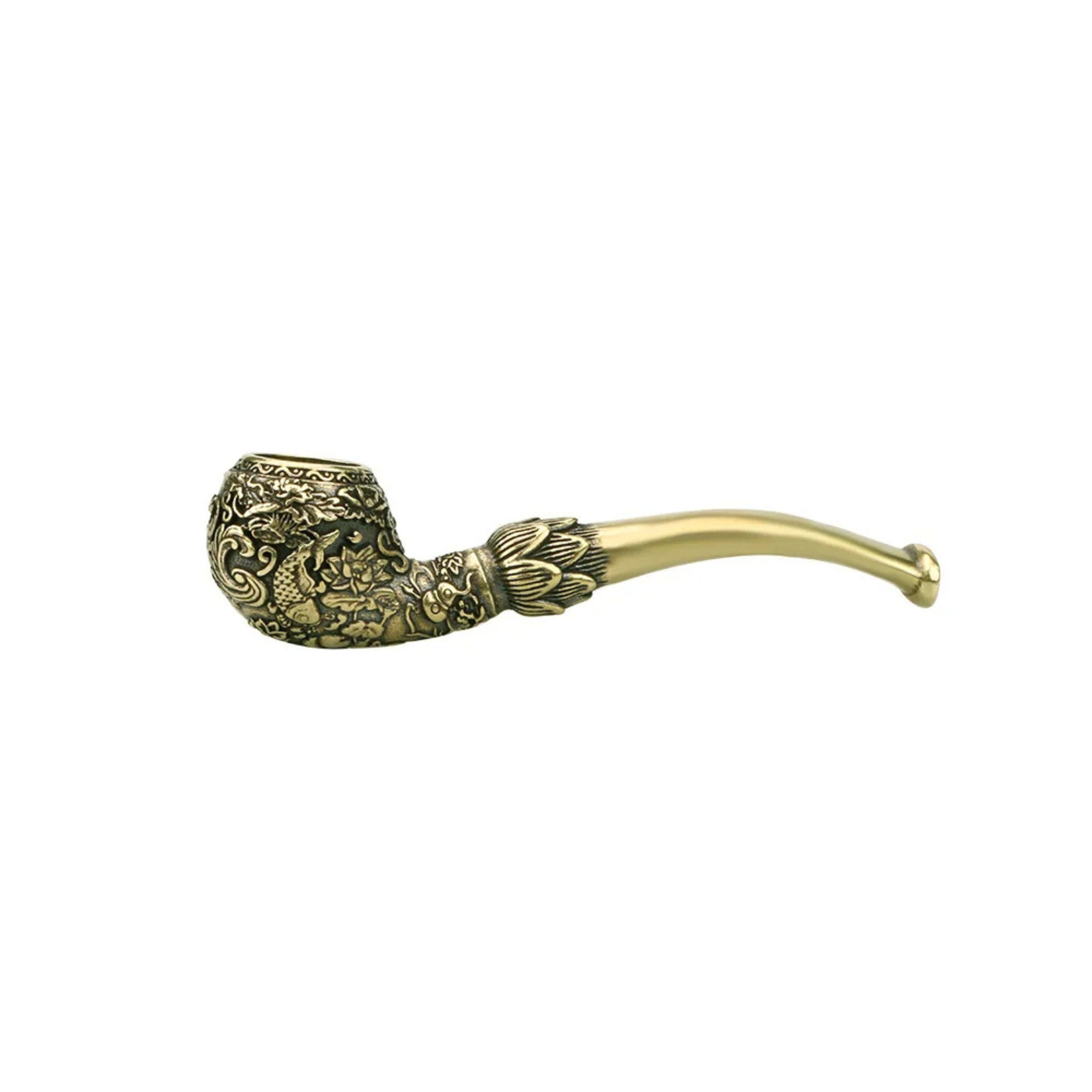Antique Vintage Hand-carved Carp Brass Pipe - Copper Smoking Pipe ...