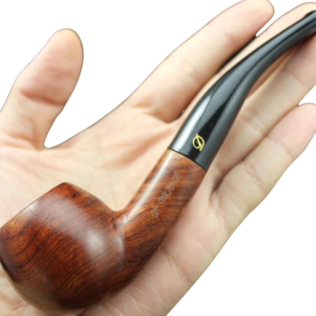 Handmade Tobacco Pipe With Solid Red Wood Bent Smoking Pipe Round ...