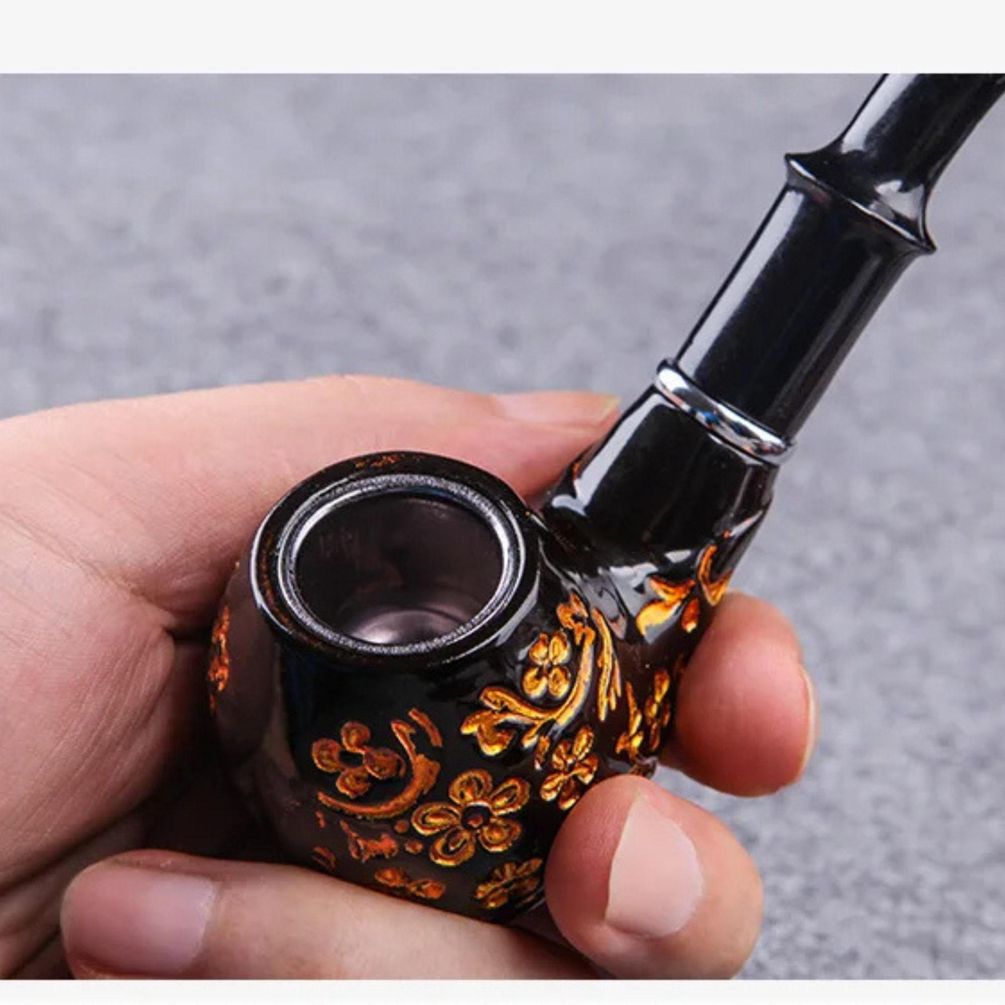 Wooden Smoking Pipe Carving Smoking Pipe Flower pipie Removable and ...