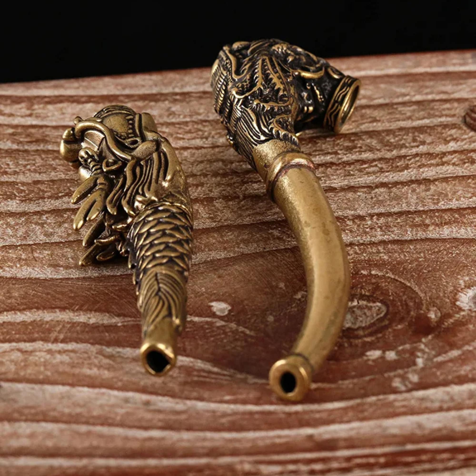 Vintage Dragon Metal Brass Smoking Pipe Unique Cigarette Holder Cigar ...