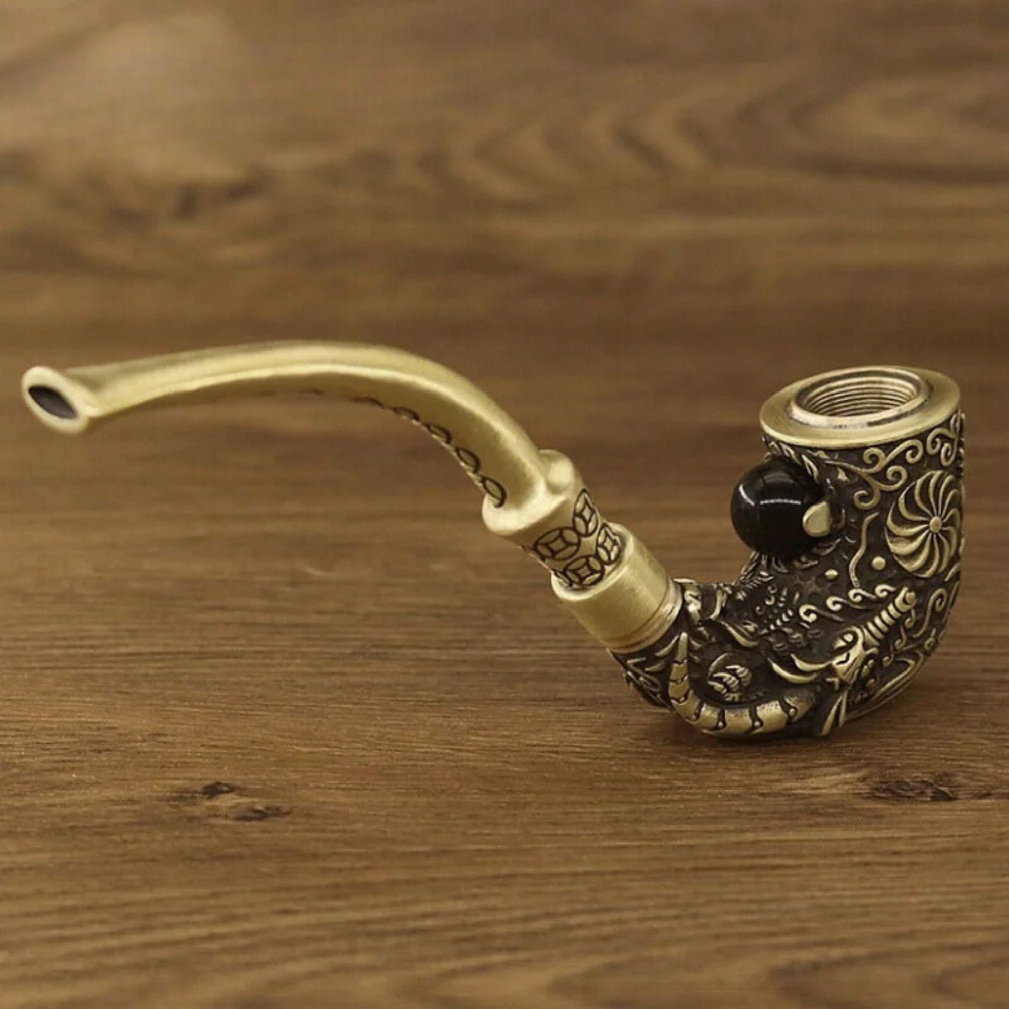 Chinese Pattern Vintage Smoking Pipe, Lucky Pixiu Pipe, Brass Pipe ...