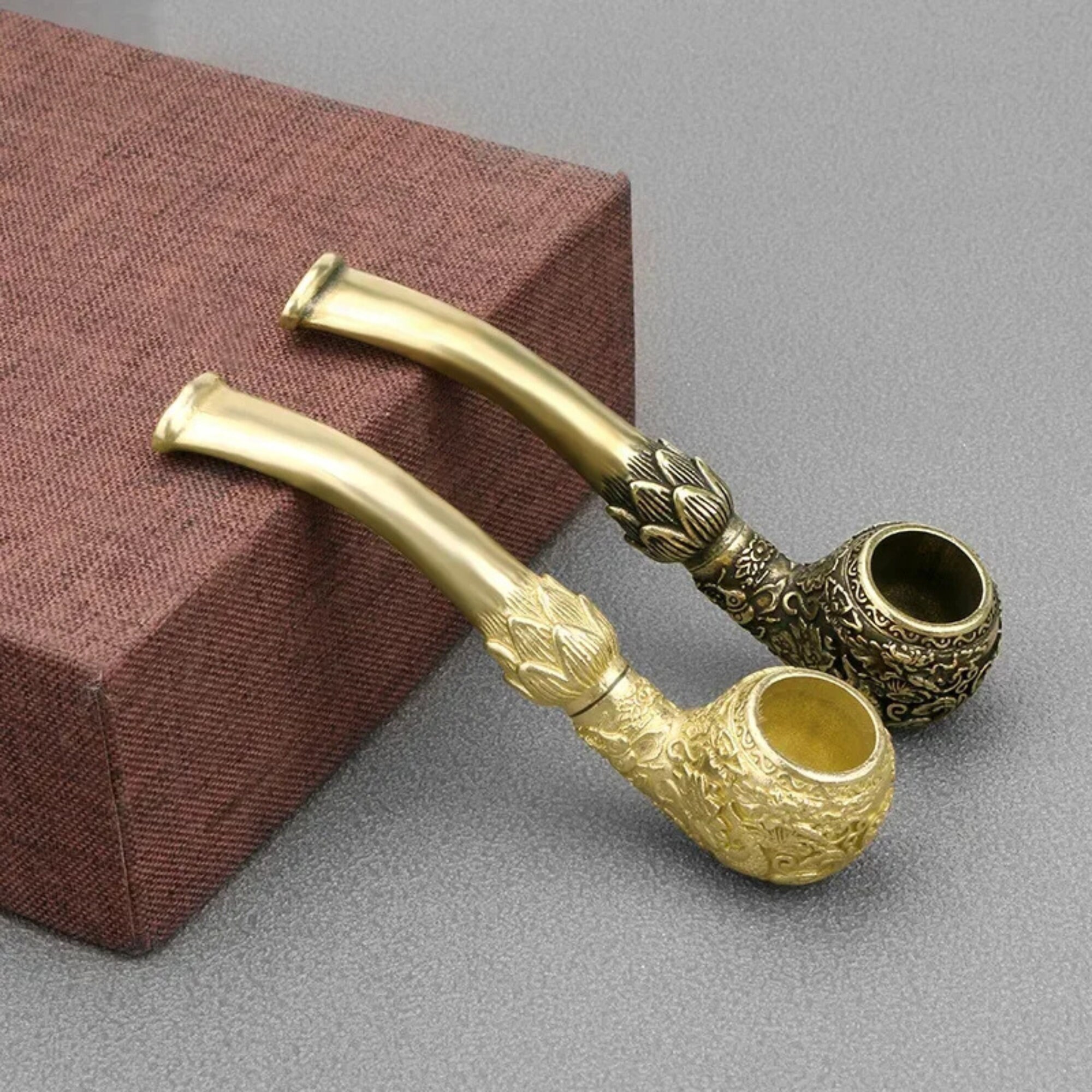 Antique Vintage Hand-carved Carp Brass Pipe - Copper Smoking Pipe ...