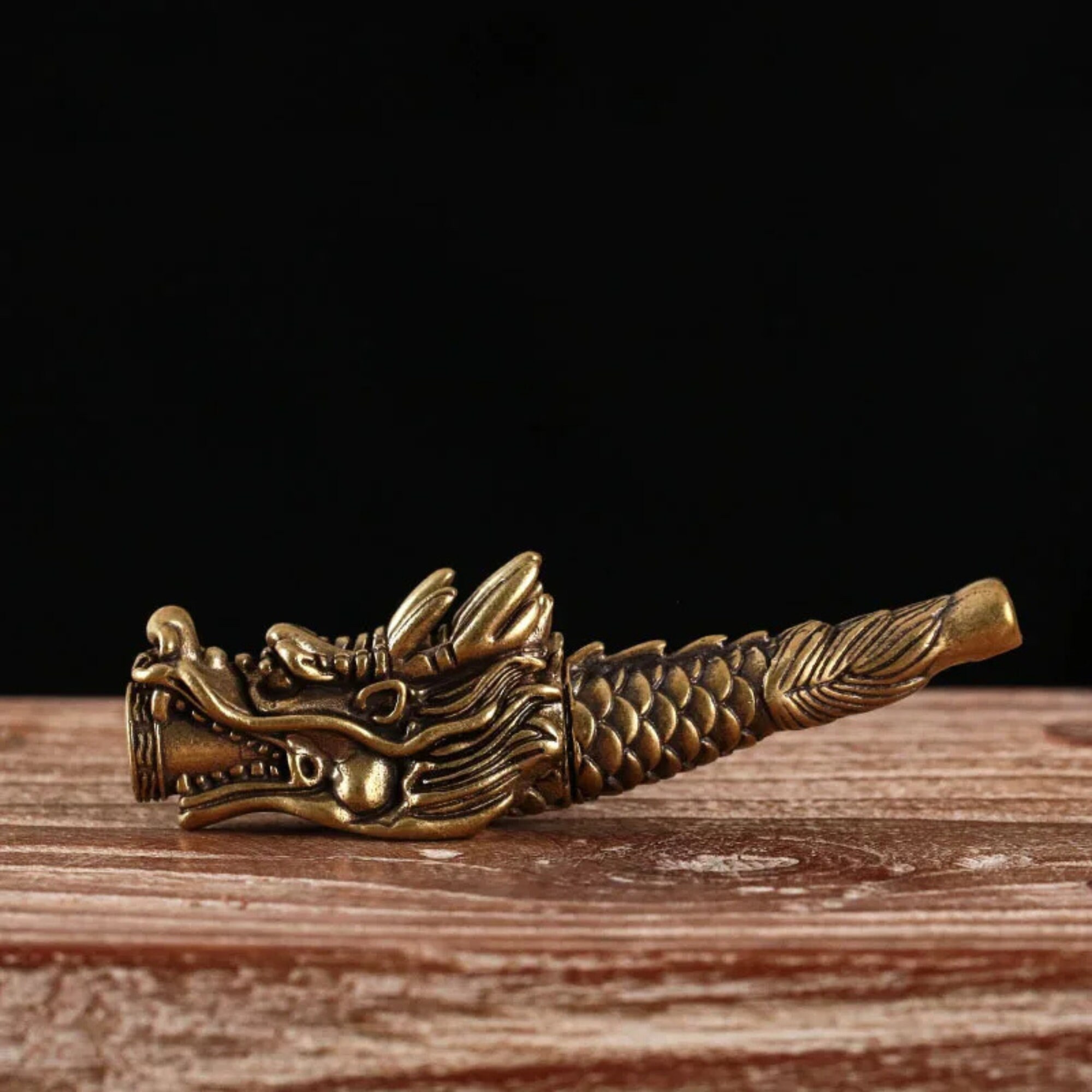 Vintage Dragon Metal Brass Smoking Pipe Unique Cigarette Holder Cigar ...