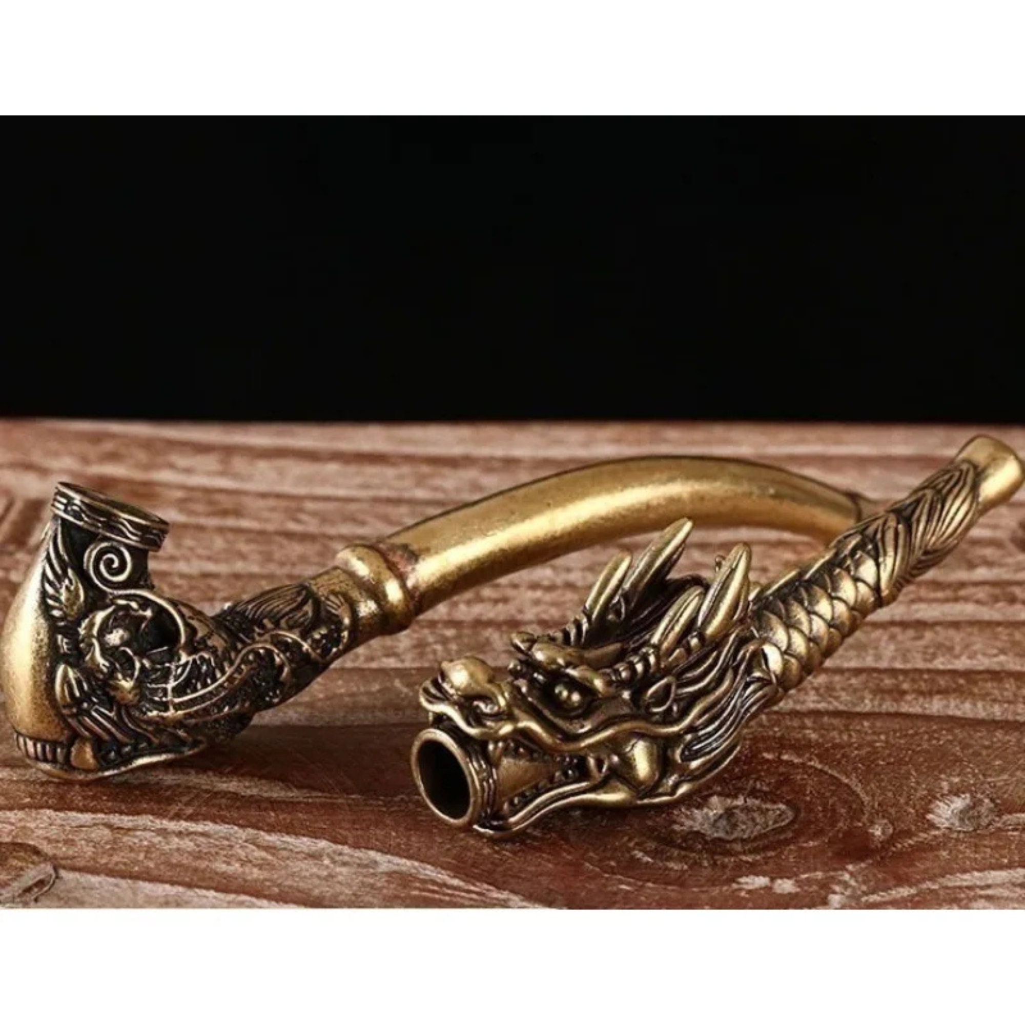 Vintage Dragon Metal Brass Smoking Pipe Unique Cigarette Holder Cigar ...