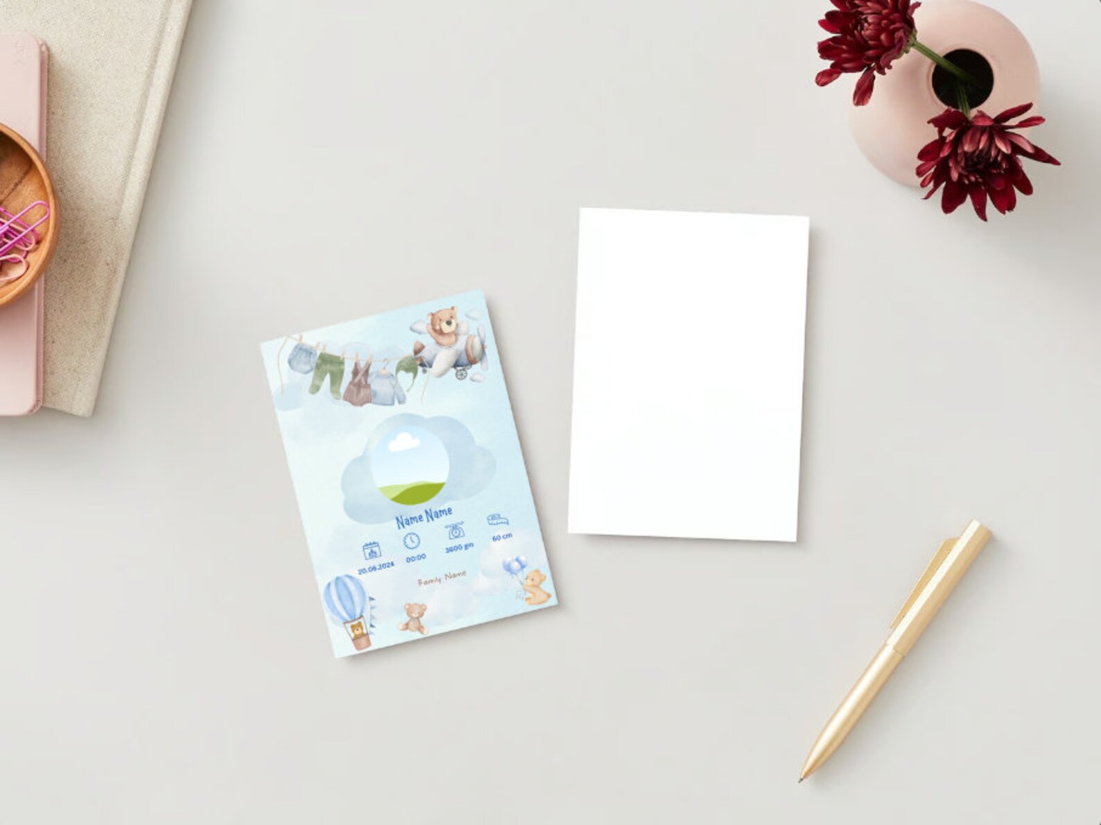 Custom Digital Baby Birth Announcement Watercolor Birthcard Digital ...