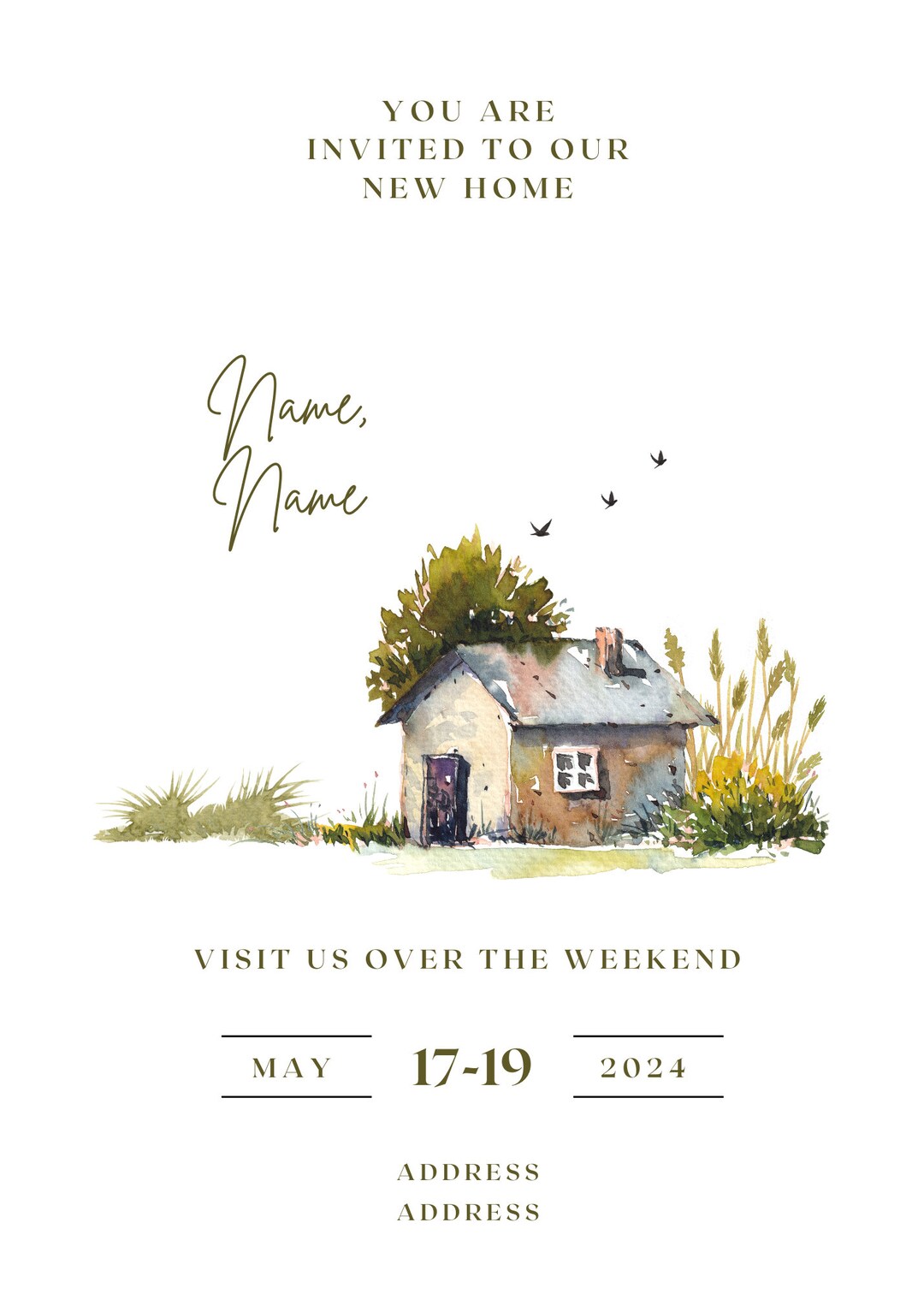 Custom Digital Invitation Housewarming Watercolor Invite Digital House ...
