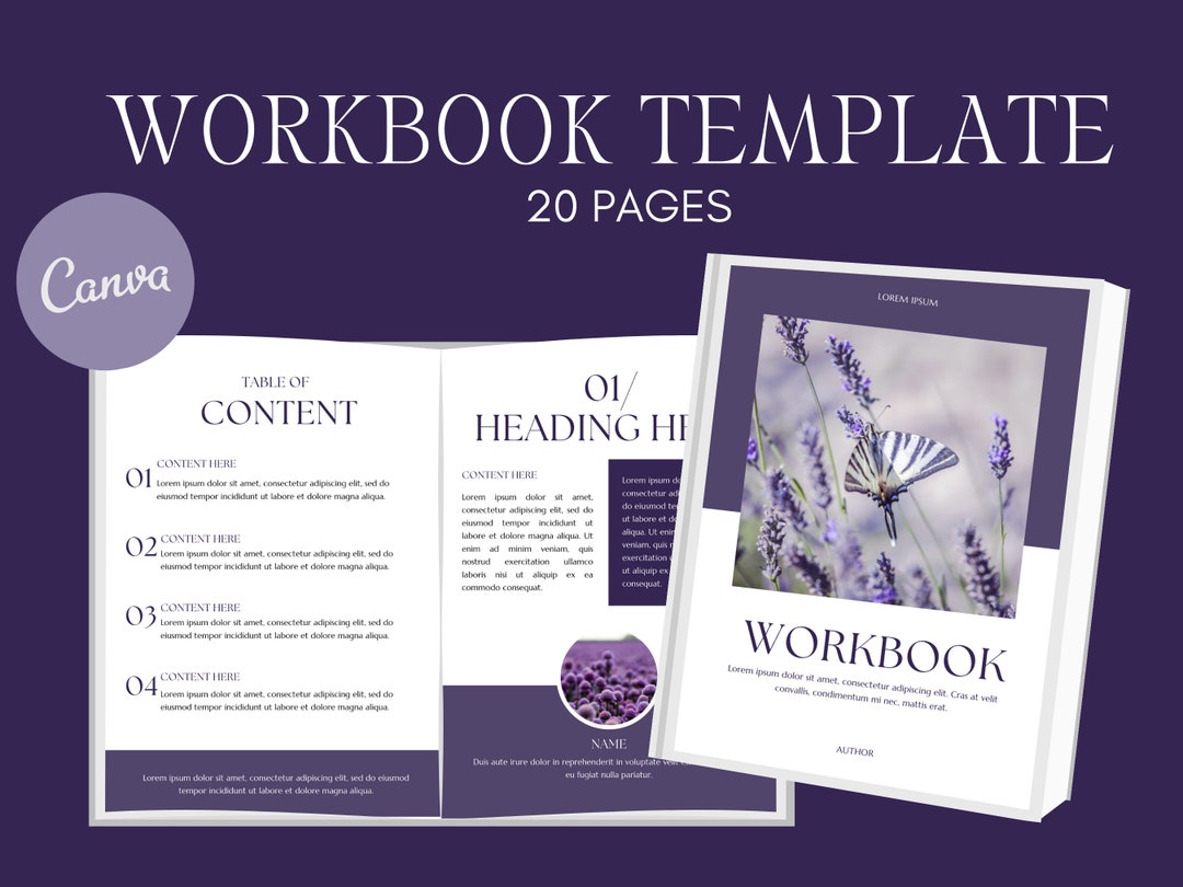 Purple Feminine Workbook Template Canva Ebook Template Canva Coaching ...