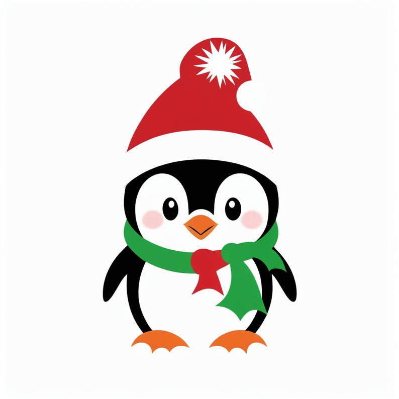 10 Christmas Penguins - Clip Art Set of Penguins, Holiday Penguins ...