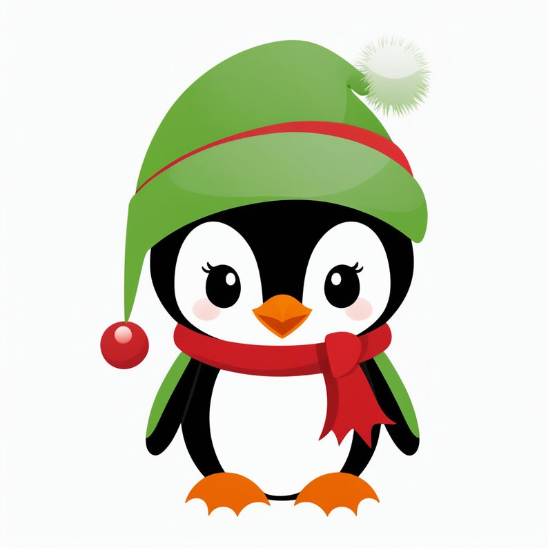 10 Christmas Penguins - Clip Art Set of Penguins, Holiday Penguins ...
