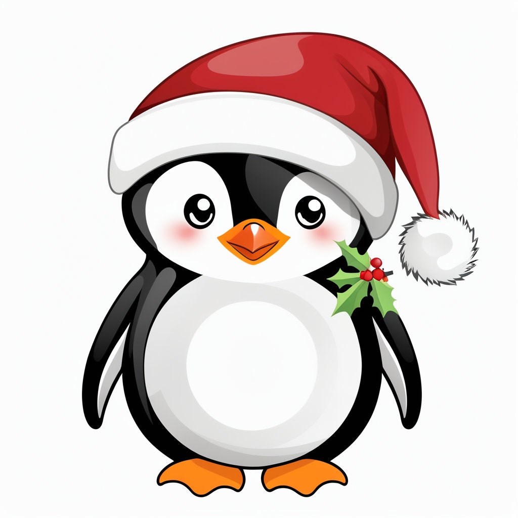10 Christmas Penguins - Clip Art Set of Penguins, Holiday Penguins ...