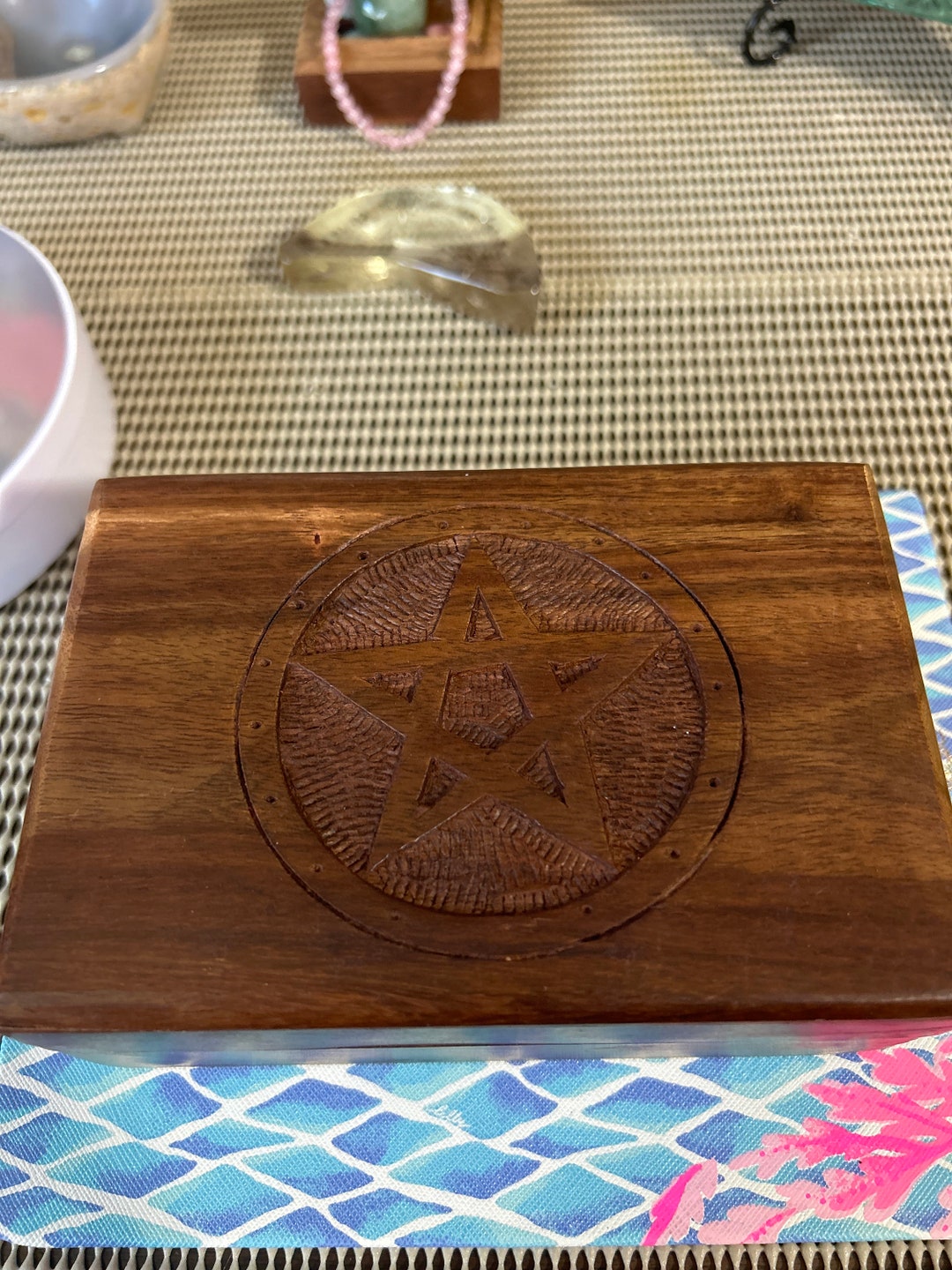 Hand Carved Pentagram Wood Box - Etsy