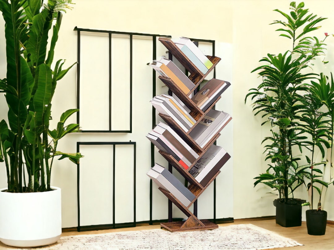 Handmade Wooden 9 Tier Bookcase Tree Bookshelf Tall Floor - Etsy